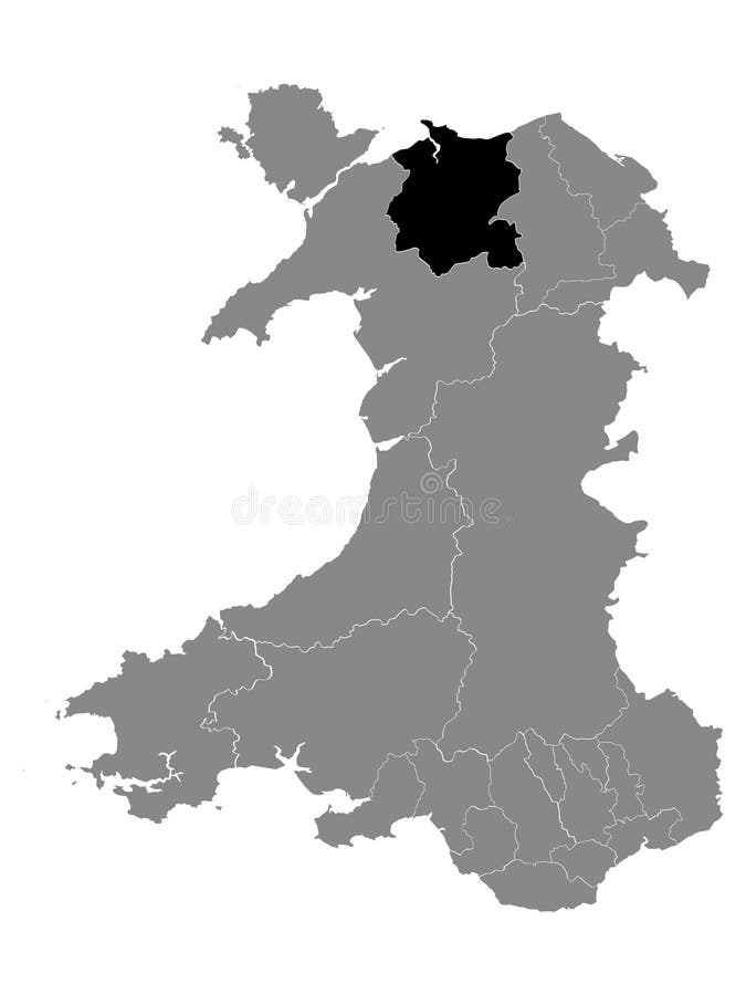 Conwy WALES UK Principal Area Map with Coronavirus Warning Illustration ...