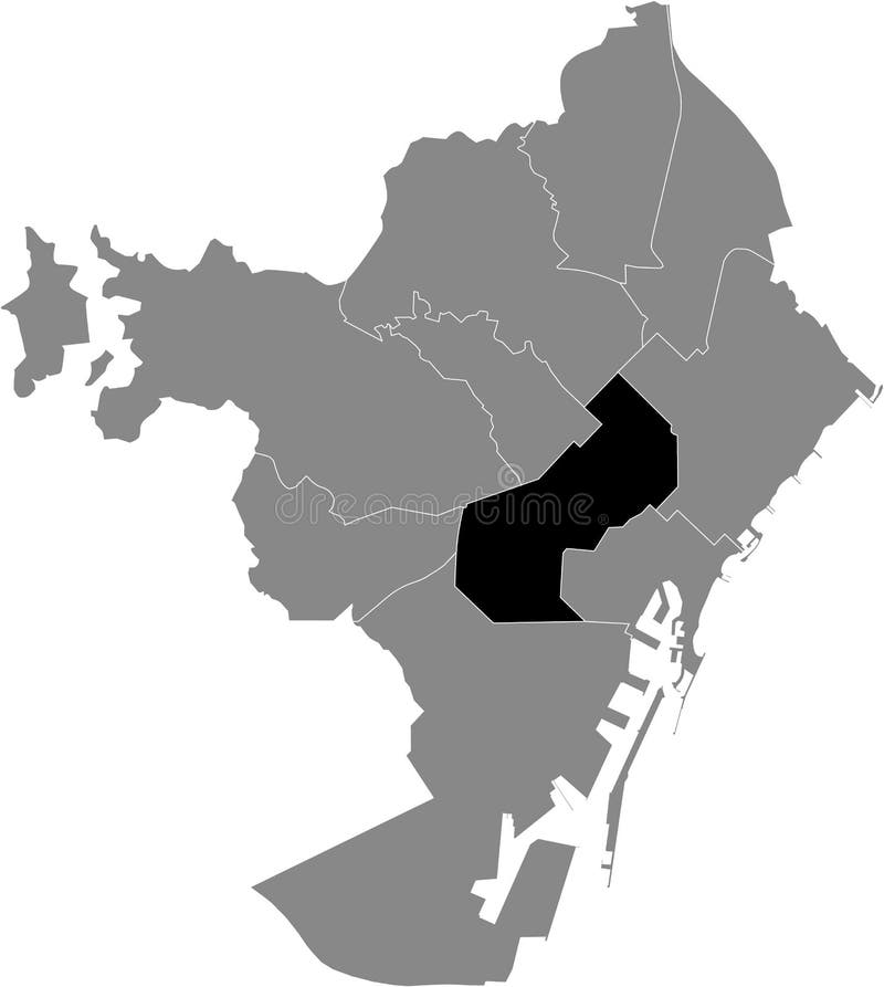 Location Map of the Eixample District of Barcelona, Spain Stock Vector ...