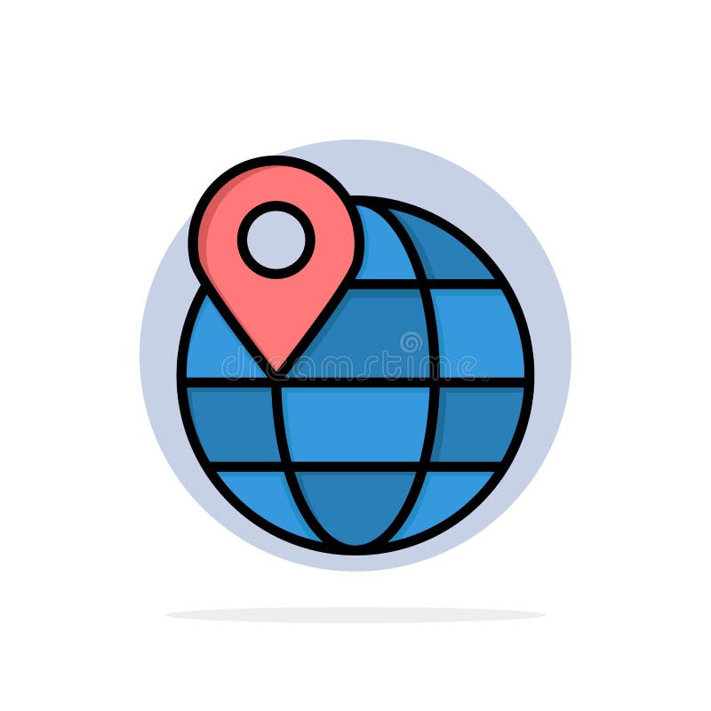 Location, Map, Globe, Internet Abstract Circle Background Flat Color ...