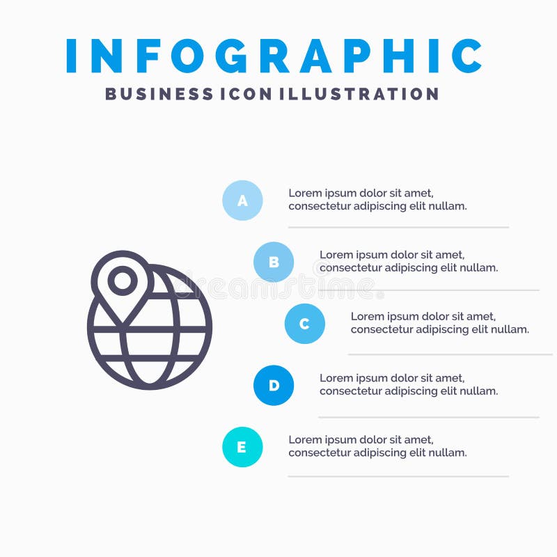 Location, Map, Globe, Internet Blue Infographics Template 5 Steps ...