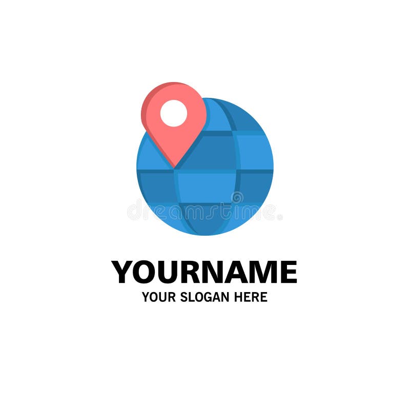 Location, Map, Globe, Internet Business Logo Template. Flat Color Stock ...