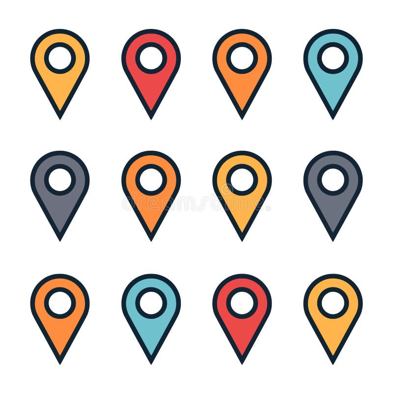 Location map icon set stock photo. Image of location - 356180888