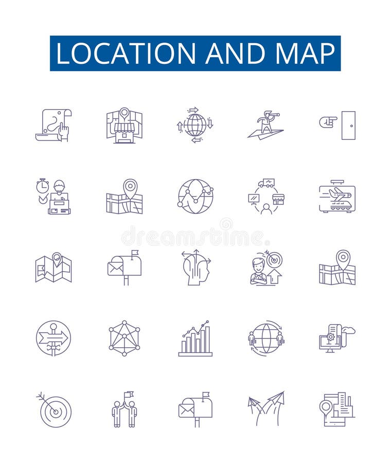 Location and Map Line Icons Signs Set. Design Collection of Map ...