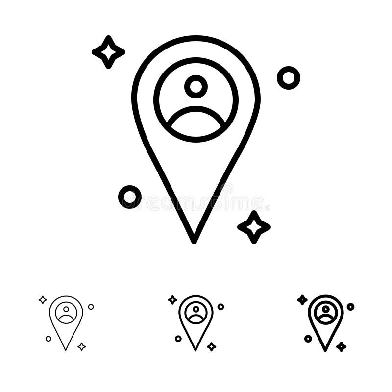 Location, Map, Man Bold and Thin Black Line Icon Set Stock Vector ...