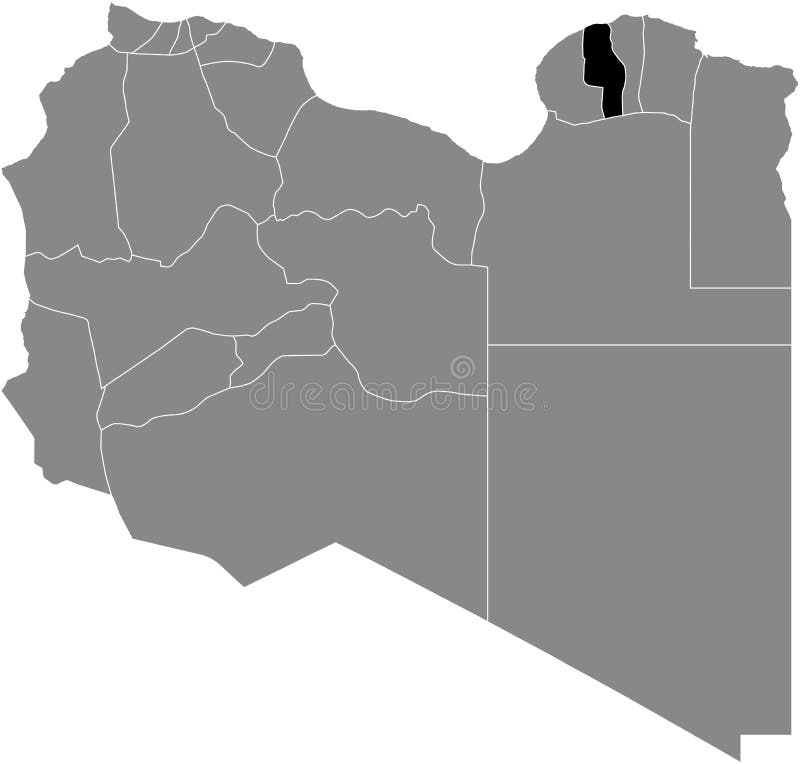 Location of Al Marj, District of Libya,. Administrative Stock ...