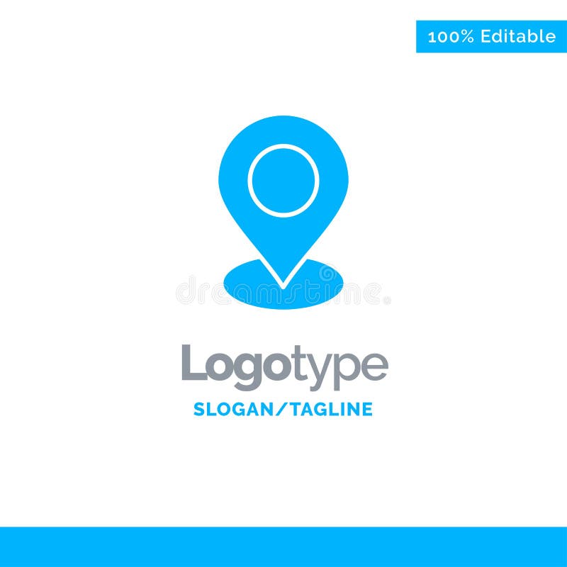 Location, Map, Marker, Pin Blue Solid Logo Template. Place for Tagline ...