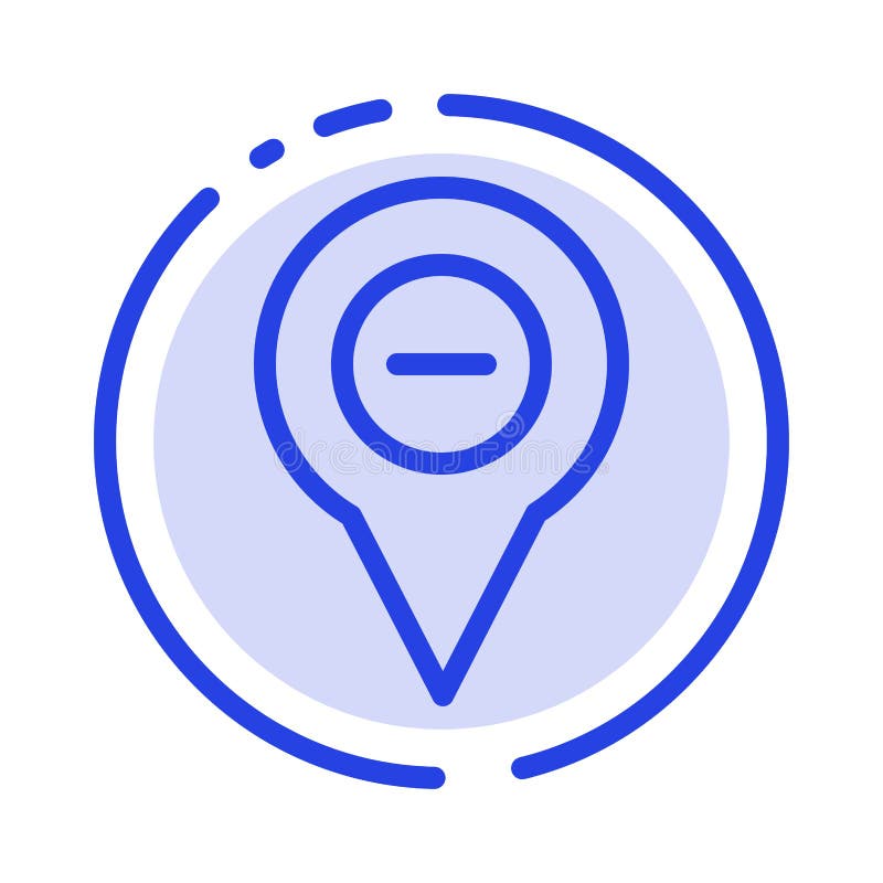Location, Map, Navigation, Pin, Minus Blue Dotted Line Line Icon Stock ...