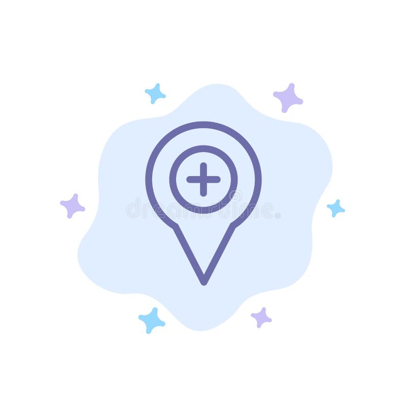 Location, Map, Navigation, Pin, Plus Blue Icon on Abstract Cloud ...