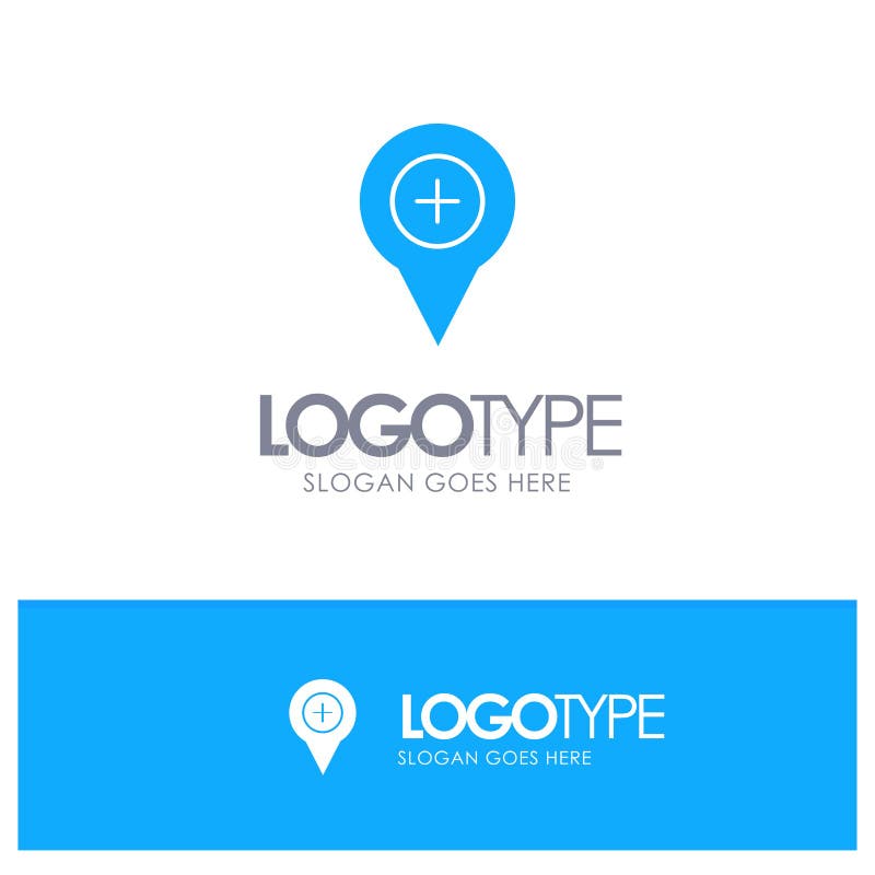 Location, Map, Navigation, Pin, Plus Blue Solid Logo with Place for ...