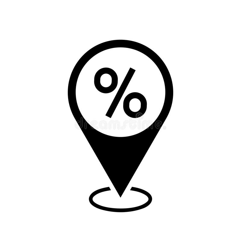 Location Map Pointer with Percent Sign, Discount Pin Icon, Black Symbol ...
