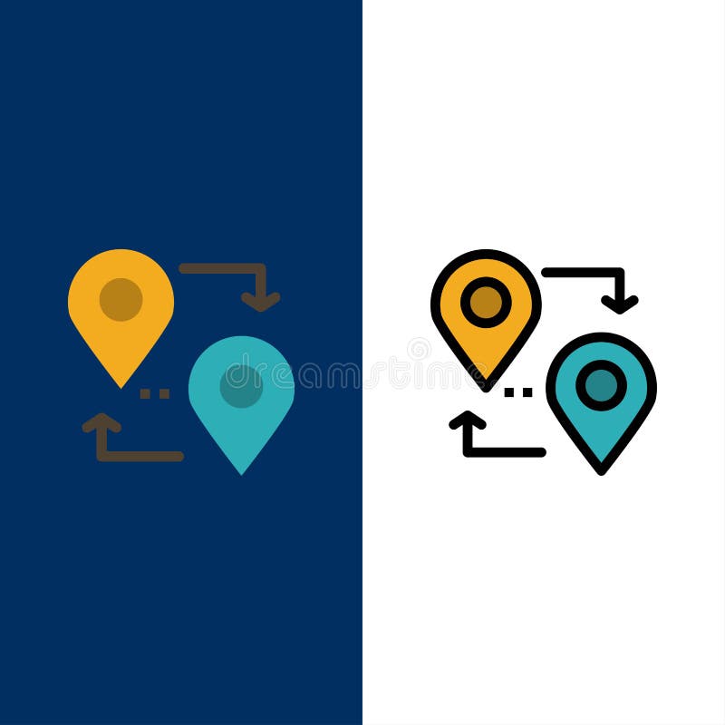 Location Map Pointer Travel Icons Flat And Line Filled Icon Set Vector Blue Background Stock 6799