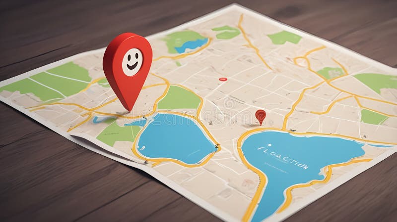Location Map with Red Pin Markers Stock Illustration - Illustration of ...