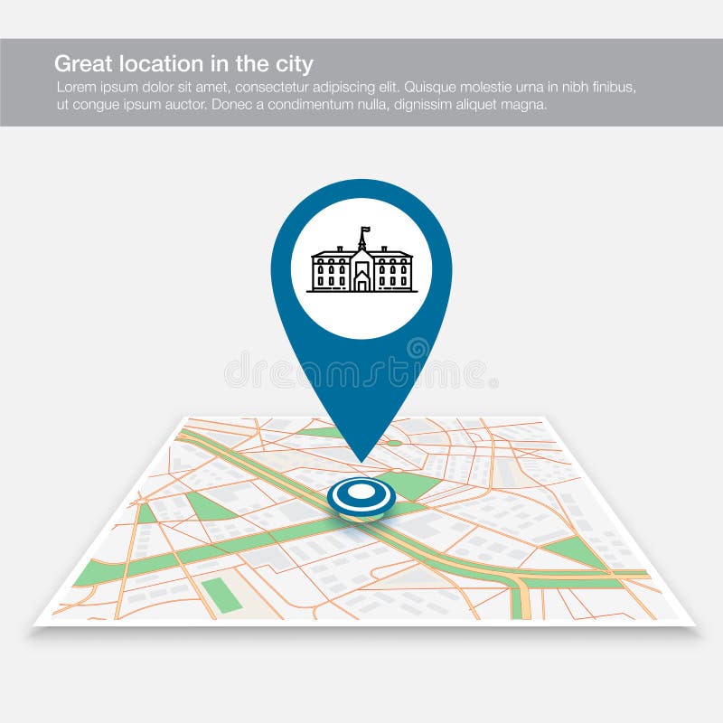 Location Map of the School on the City Map Stock Vector - Illustration ...