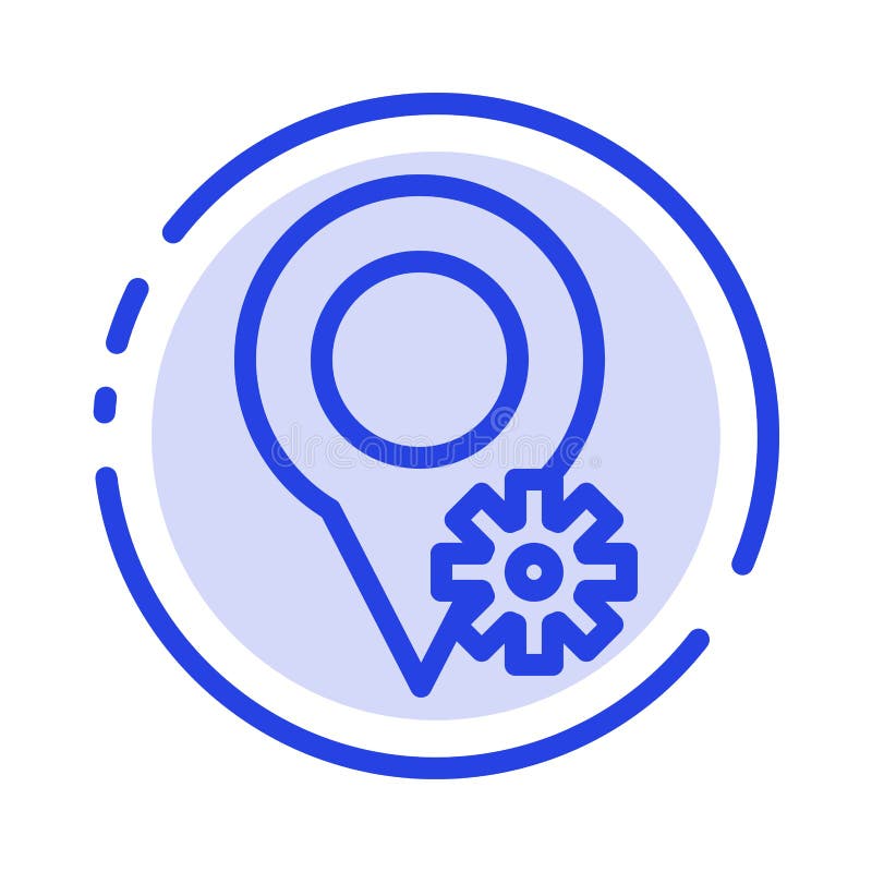 Location, Map, Settings Blue Dotted Line Line Icon Stock Vector ...