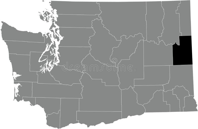 Location Map of the Spokane County of Washington, USA Stock Vector ...