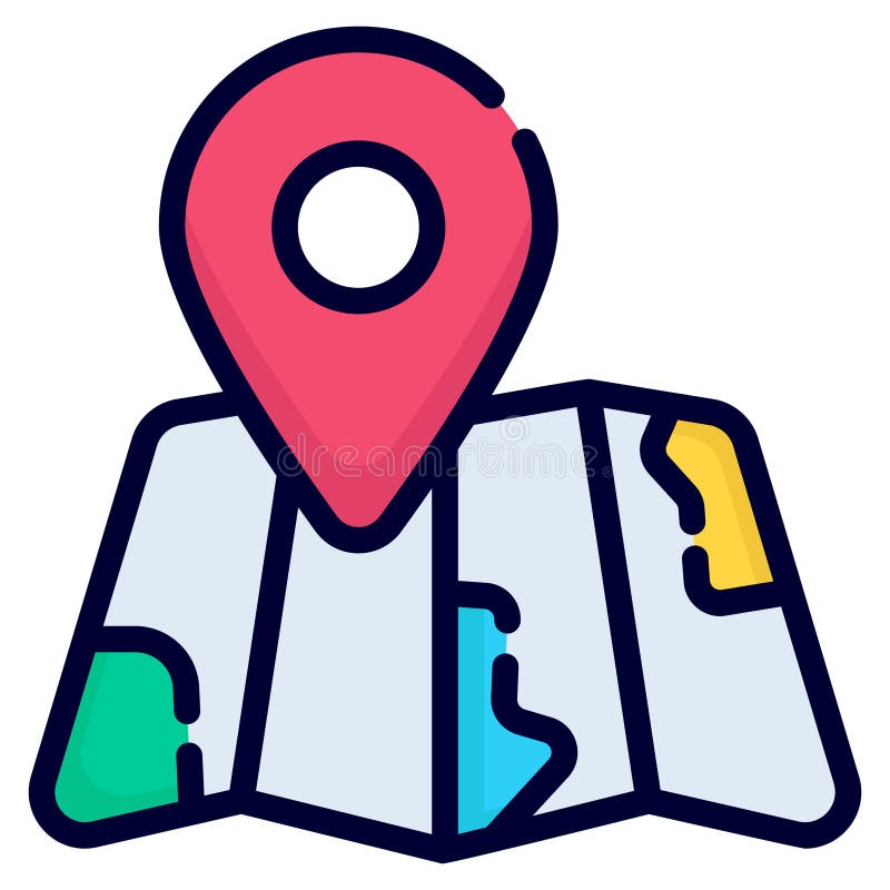 Location Map Vector Icon. Colored Outline Style for Web and Mobile ...