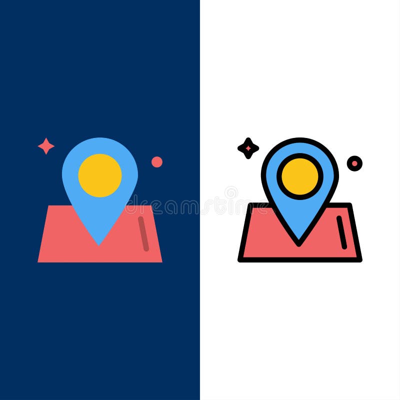 Location, Map, Way, World Icons. Flat and Line Filled Icon Set Vector ...