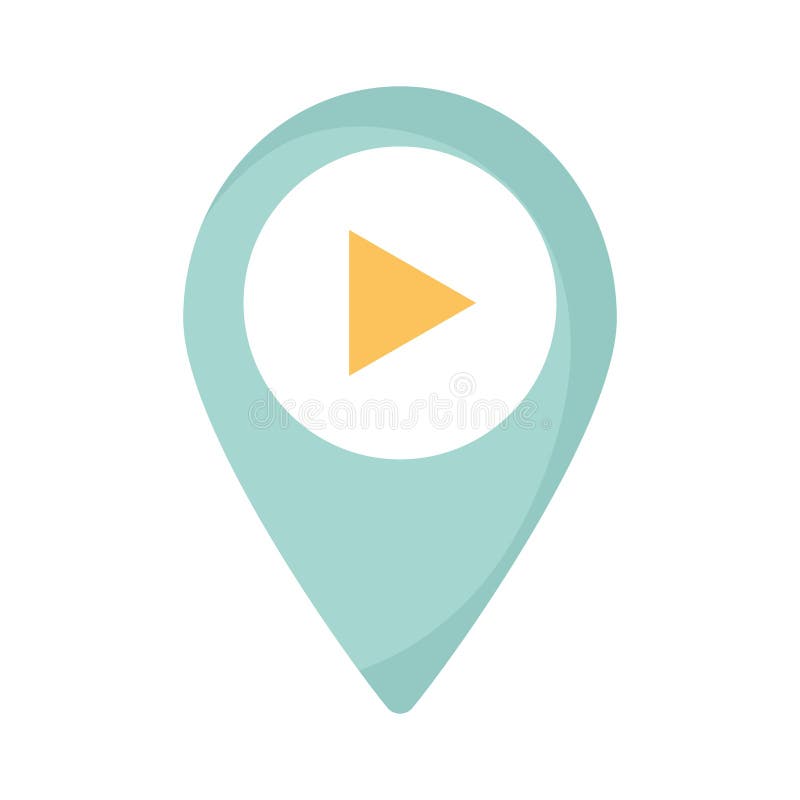 Location Mark with Blue Color and One Symbol of Play in the Middle of ...