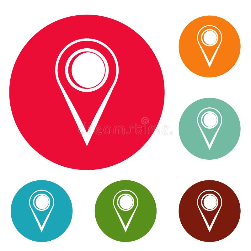 Location Mark Icons Circle Set Vector Stock Vector - Illustration of ...