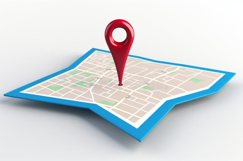 Location Marked. 3D Map Pointer on White Signifies Specific Spot Stock ...
