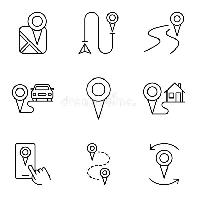 Location Marker and GPS Navigation Icon Collection Stock Vector ...