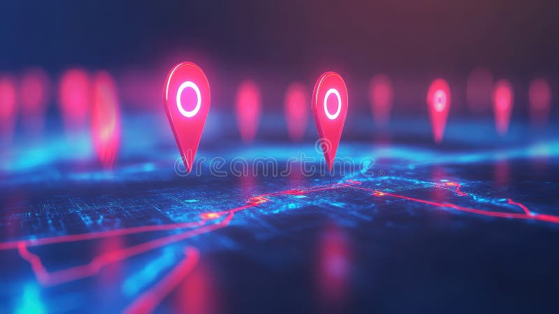 Location Markers on a Digital Grid Navigating the Future with Tech ...