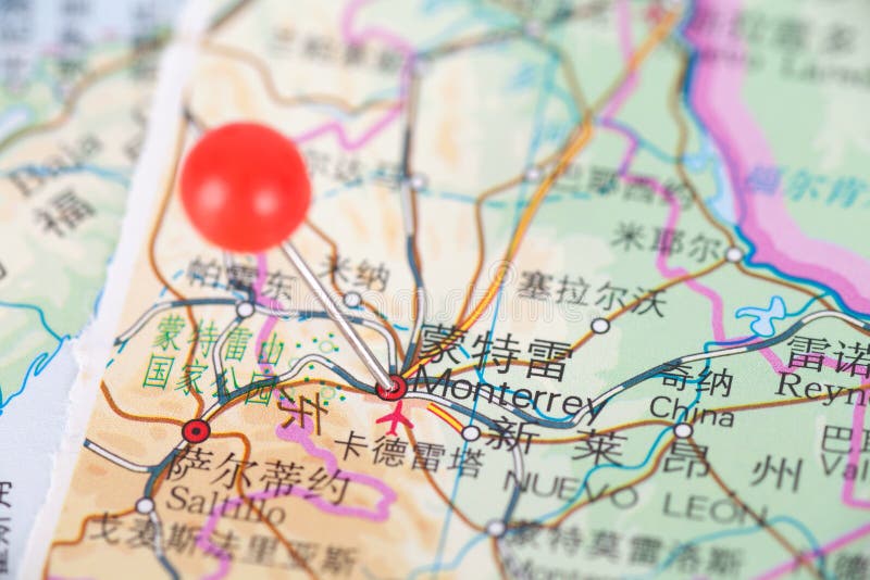 The Location of the Mexican City of Monterrey on the Map Editorial ...