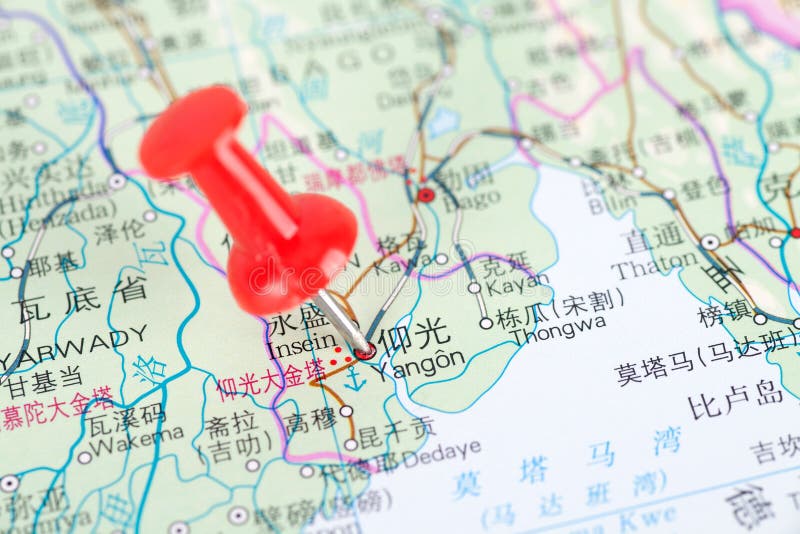 Location of Myanmar City Rangoon on the Map Stock Image - Image of ...