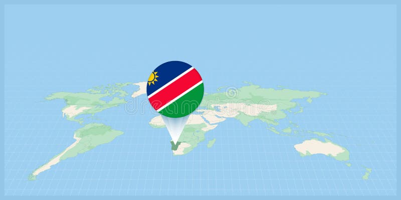 Location of Namibia on the World Map, Marked with Namibia Flag Pin ...