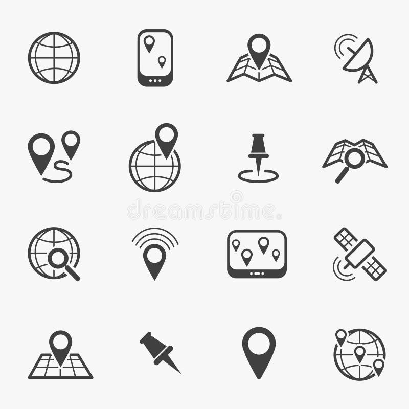 Travel Navigation Icons Set Stock Vector - Illustration of rail, road ...