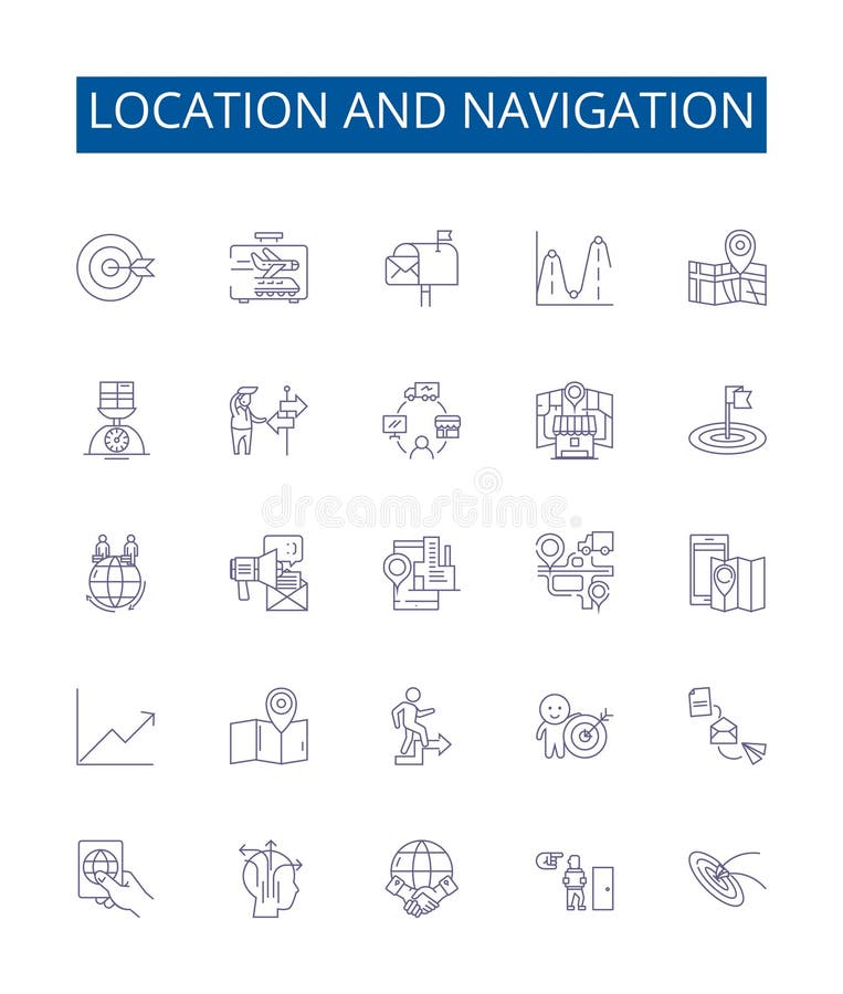 Location and Navigation Line Icons Signs Set. Design Collection of ... Location and Navigation Line Icons Signs Set. Design Collection of ...