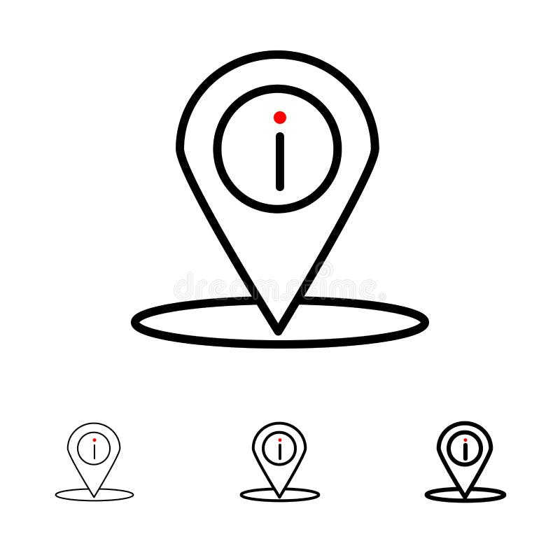 Location, Navigation, Place, Info Bold and Thin Black Line Icon Set ...