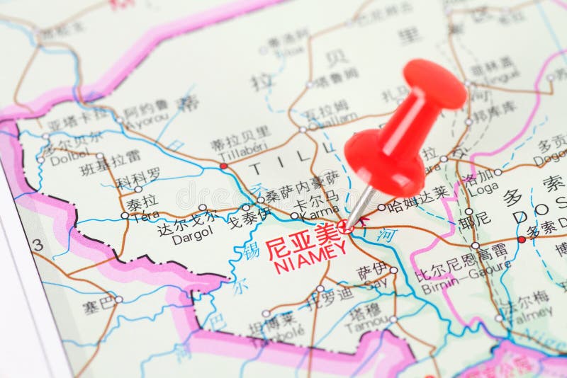 The Location of Niamey, the Capital of Niger, on the Map Stock Image ...