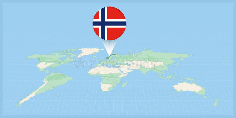 Location of Norway on the World Map, Marked with Norway Flag Pin Stock ...