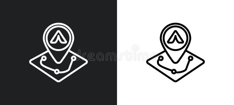 Location Outline Icon in White and Black Colors. Location Flat Vector ...