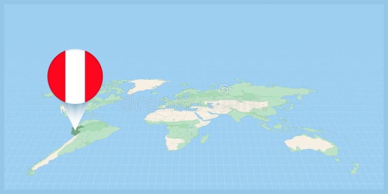 Location of Peru on the World Map, Marked with Peru Flag Pin Stock ...