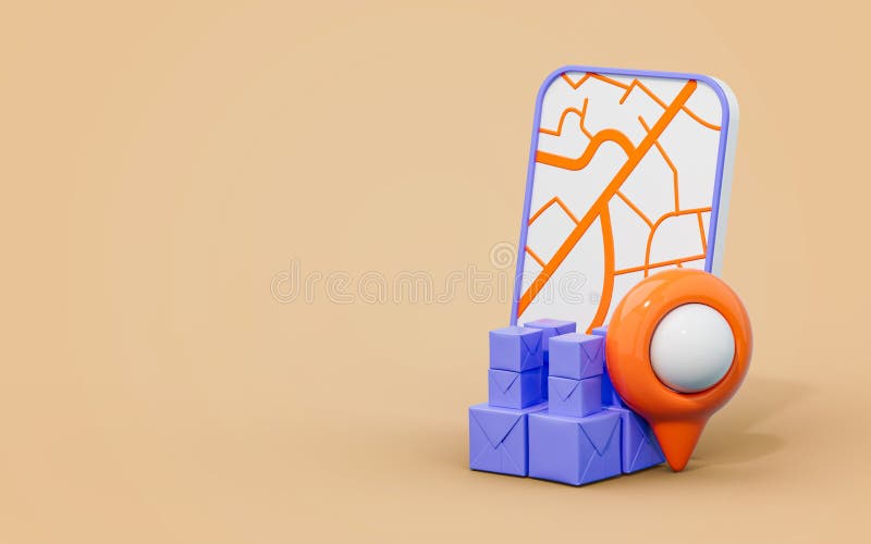 Location Pin and Boxes Concept of Online Orders, Shopping, Delivery and ...