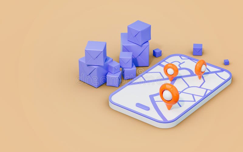 Location Pin and Boxes Concept of Online Orders, Shopping, Delivery and ...