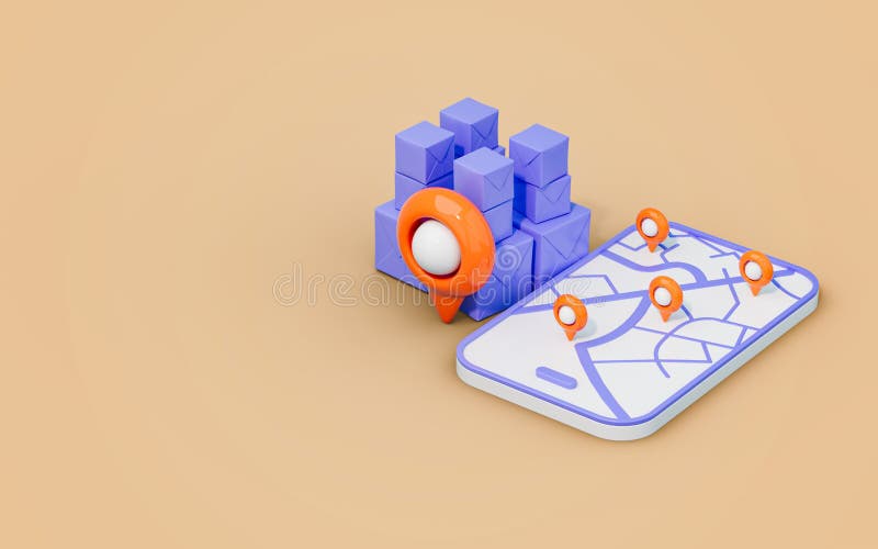 Location Pin and Boxes Concept of Online Orders, Shopping, Delivery and ...