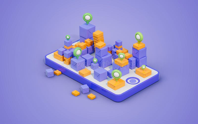 Location Pin and Boxes Concept of Online Orders, Shopping, Delivery and ...