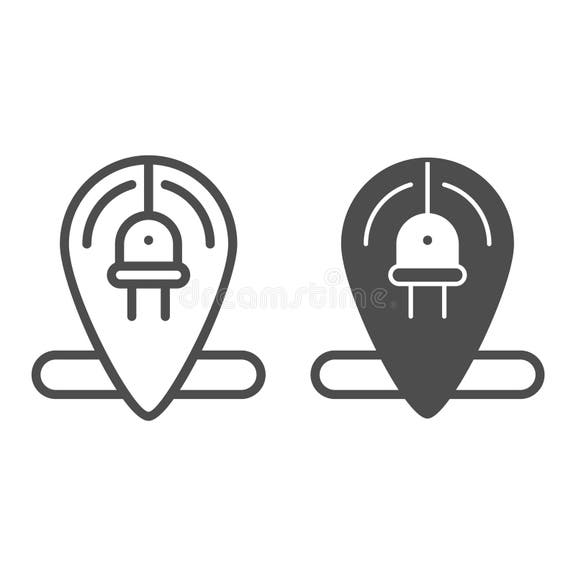 Location Pin Charging Plug Line and Solid Icon, Energy Station Concept ...
