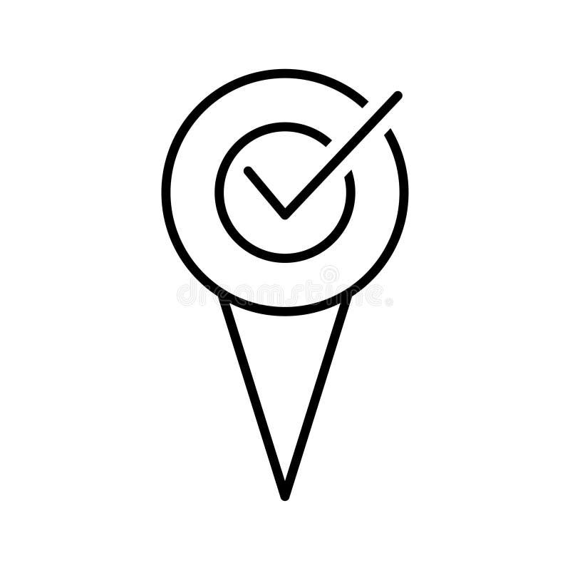 Location Pin and Check Mark Icon. GPS Navigator Pointer Stock Vector ...