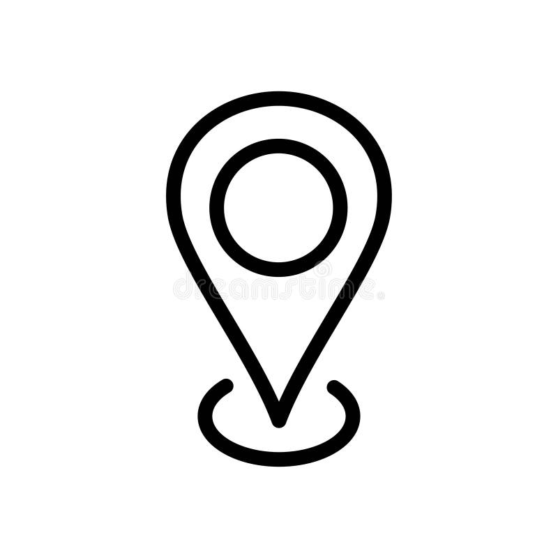 Location Pin with Circle, Linear Style Icon. Specific Geographic ...