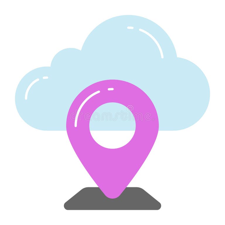 Location Pin with Cloud, Concept Vector of Cloud Map Stock Vector ...