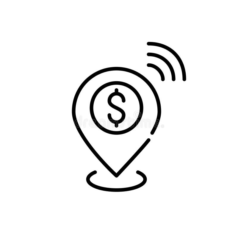 Location Pin with Dollar Sign Sharing Position. Pixel Perfect, Editable ...