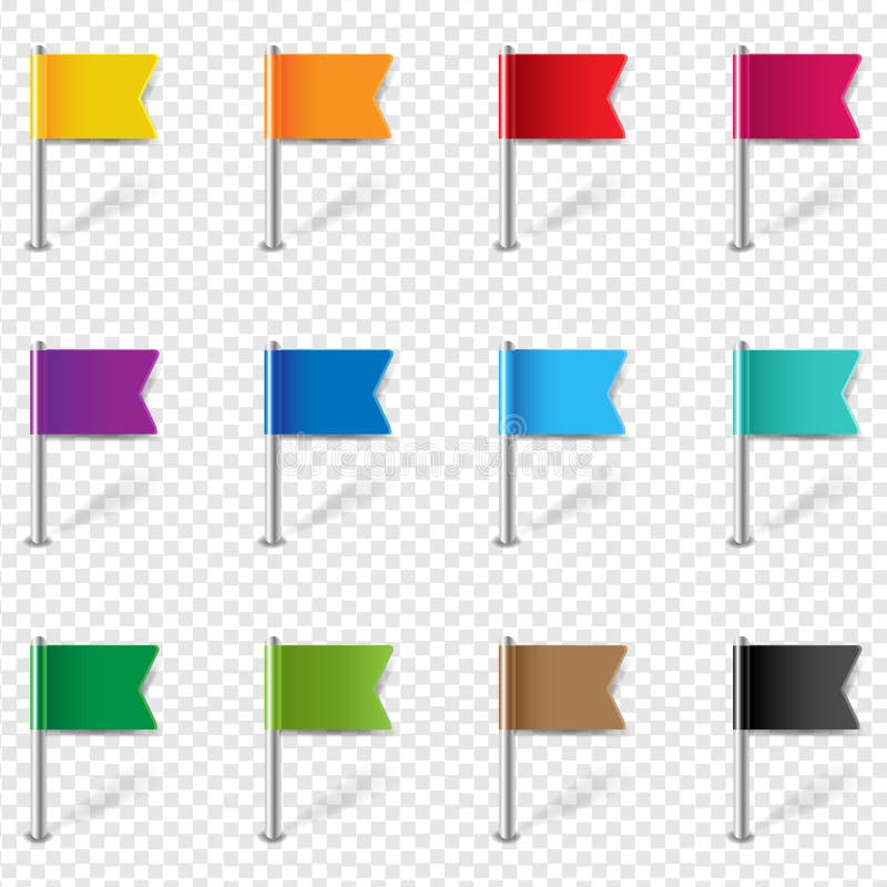 Location Pin Flags Set Isolated Transparent Background Stock Vector ...