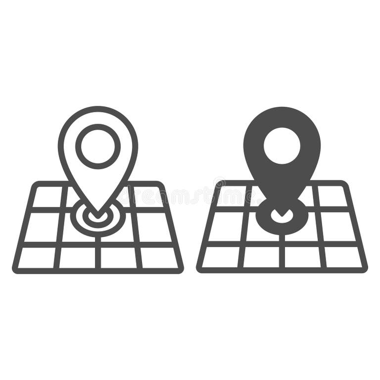 Location Pin on Geo Map Line and Solid Icon, Delivery Service Concept ...