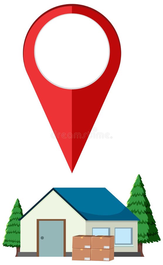 Location Pin on a House in Cartoon Style Stock Vector - Illustration of ...