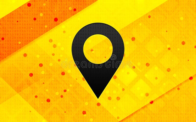 Location Pin Icon Abstract Digital Banner Yellow Background Stock ...