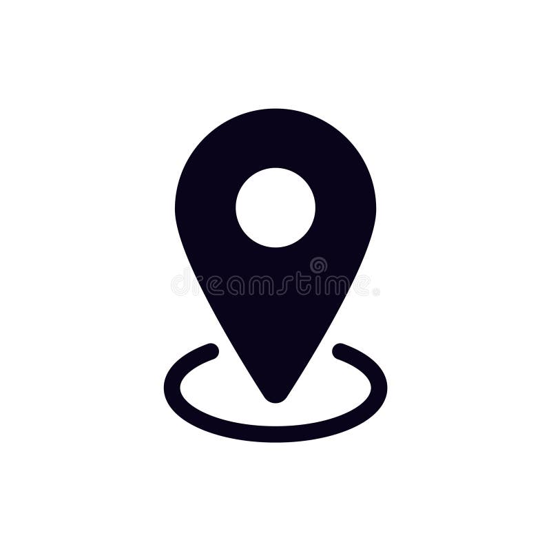 Location Pin Icon in Black with Circle and Base for Map and Area ...